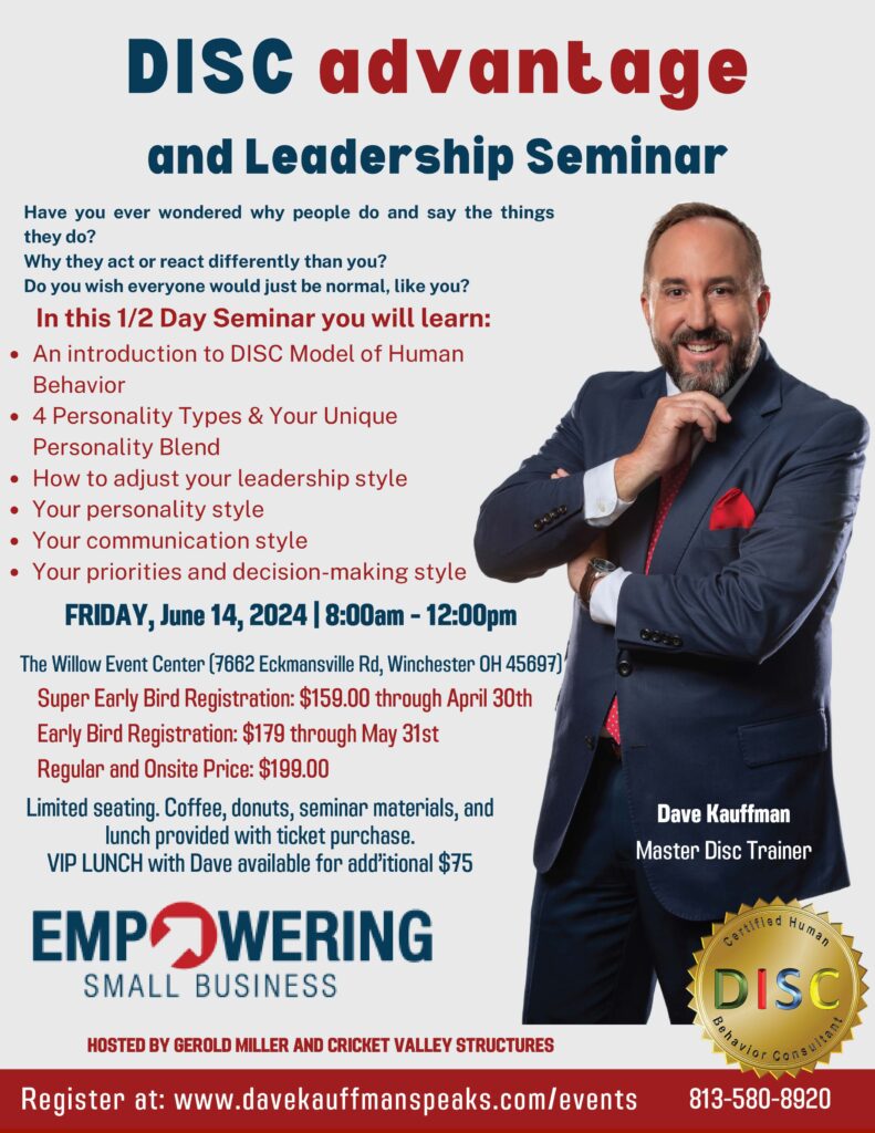 DISC Advantage and Leadership Seminar | Winchester, OH (June 14) | Dave ...